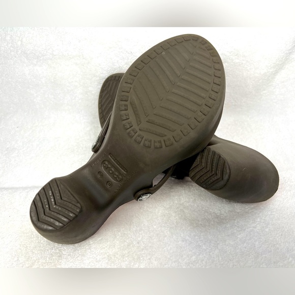 CROCS | Shoes | Crocs Pink Insoles With Tan Straps Wedge Heel Nwot ...